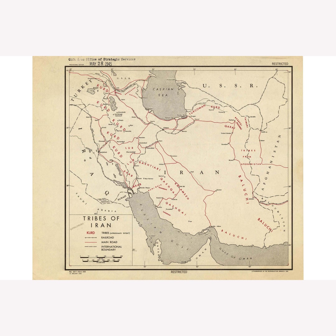 Tribes of Iran, 1945; CIA Central Intelligence Agency Map - Etsy