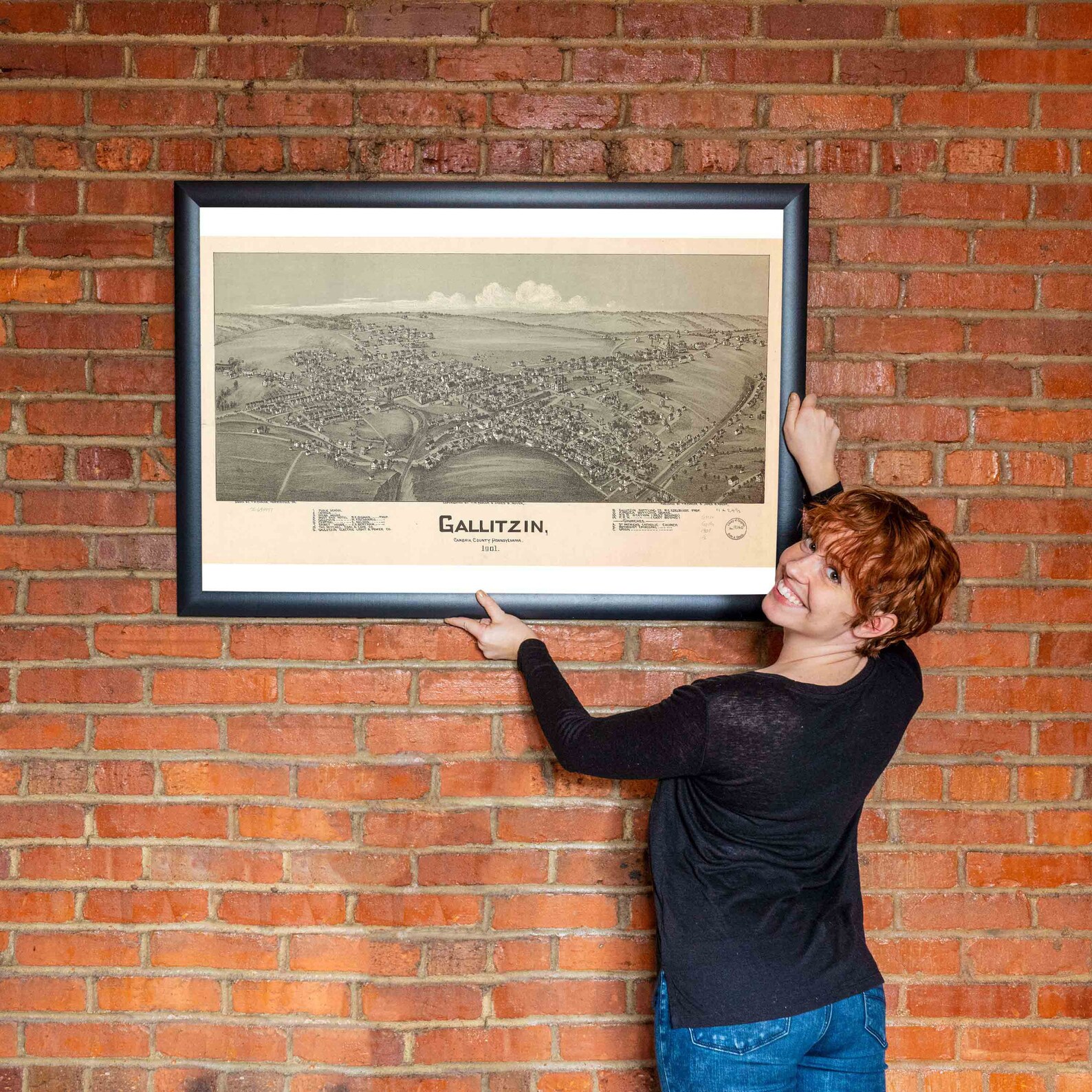 Map of Gallitzin PA Antique Map Pictorial or Birdseye Map | Etsy