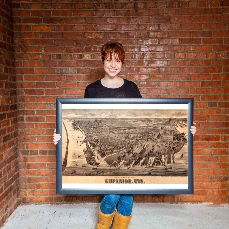 Map of Superior Wisconsin Antique Map Pictorial or Birdseye | Etsy