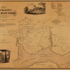 Map of George Washington's Mount Vernon Antique Map 1859 | Etsy
