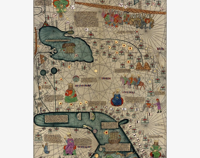 Cresques Catalan Atlas; World Map; 1387; Antique Map; Plate 2 of 3 ...