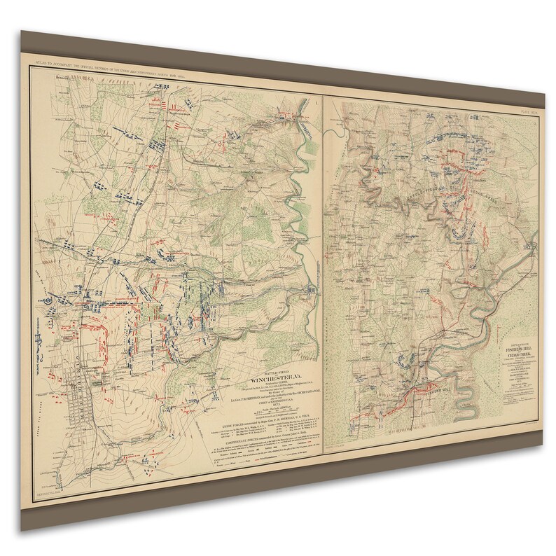 Map of Civil War Battles of Winchester Virginia Cedar Creek & - Etsy