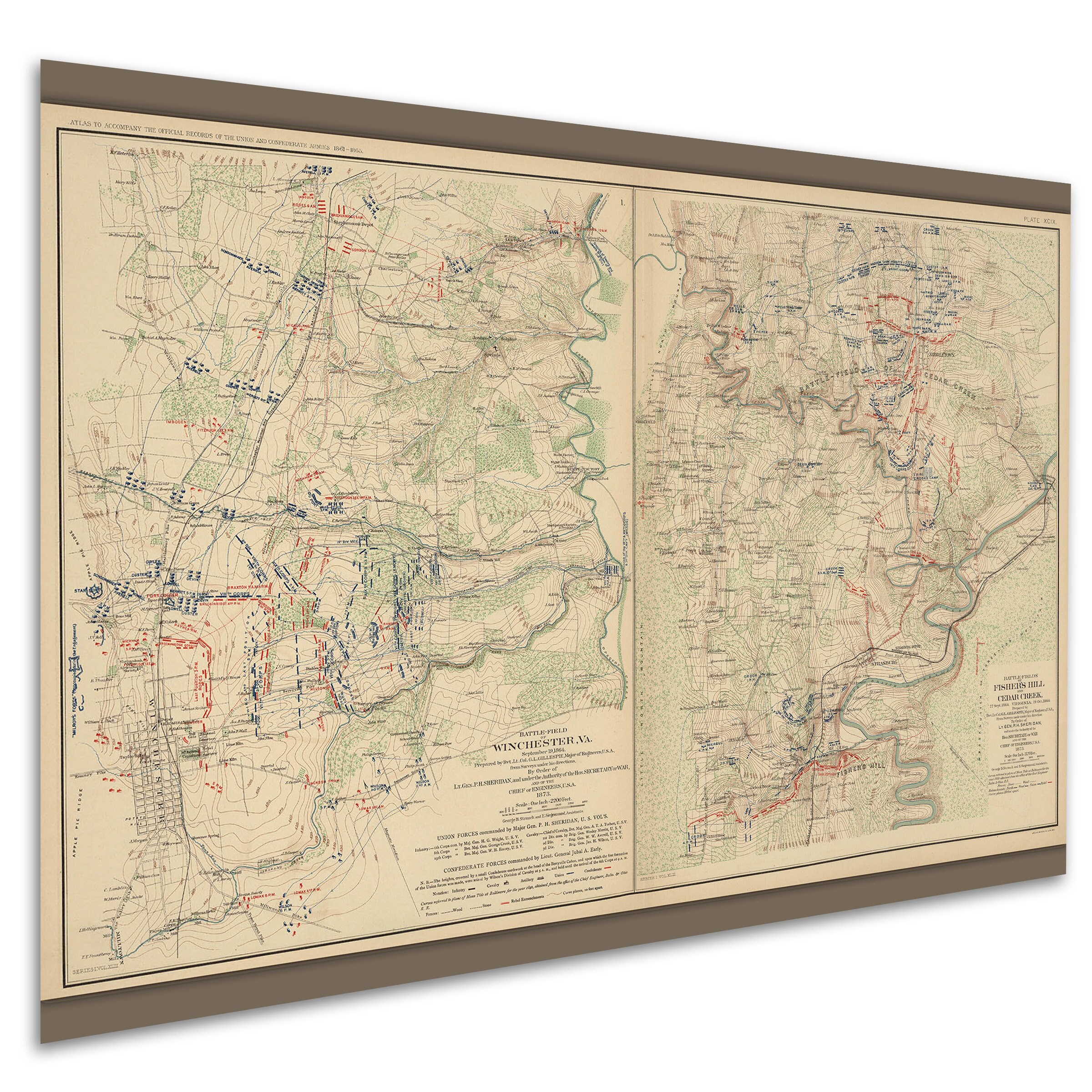 Map of Civil War Battles of Winchester Virginia Cedar Creek & | Etsy