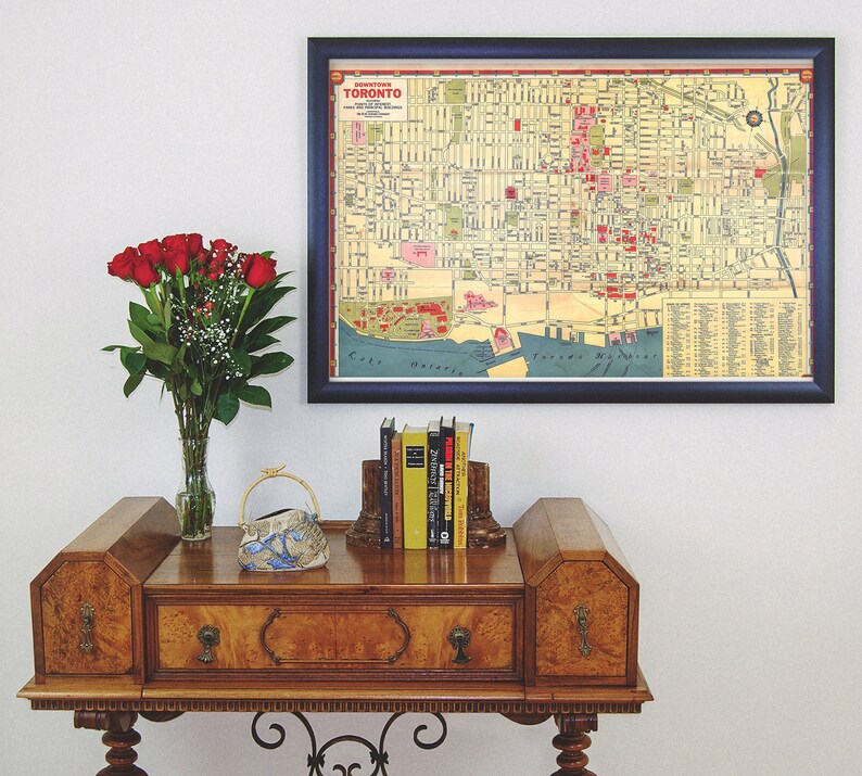 Street Map of Downtown Toronto by Shell Oil 1930's Teak | Etsy