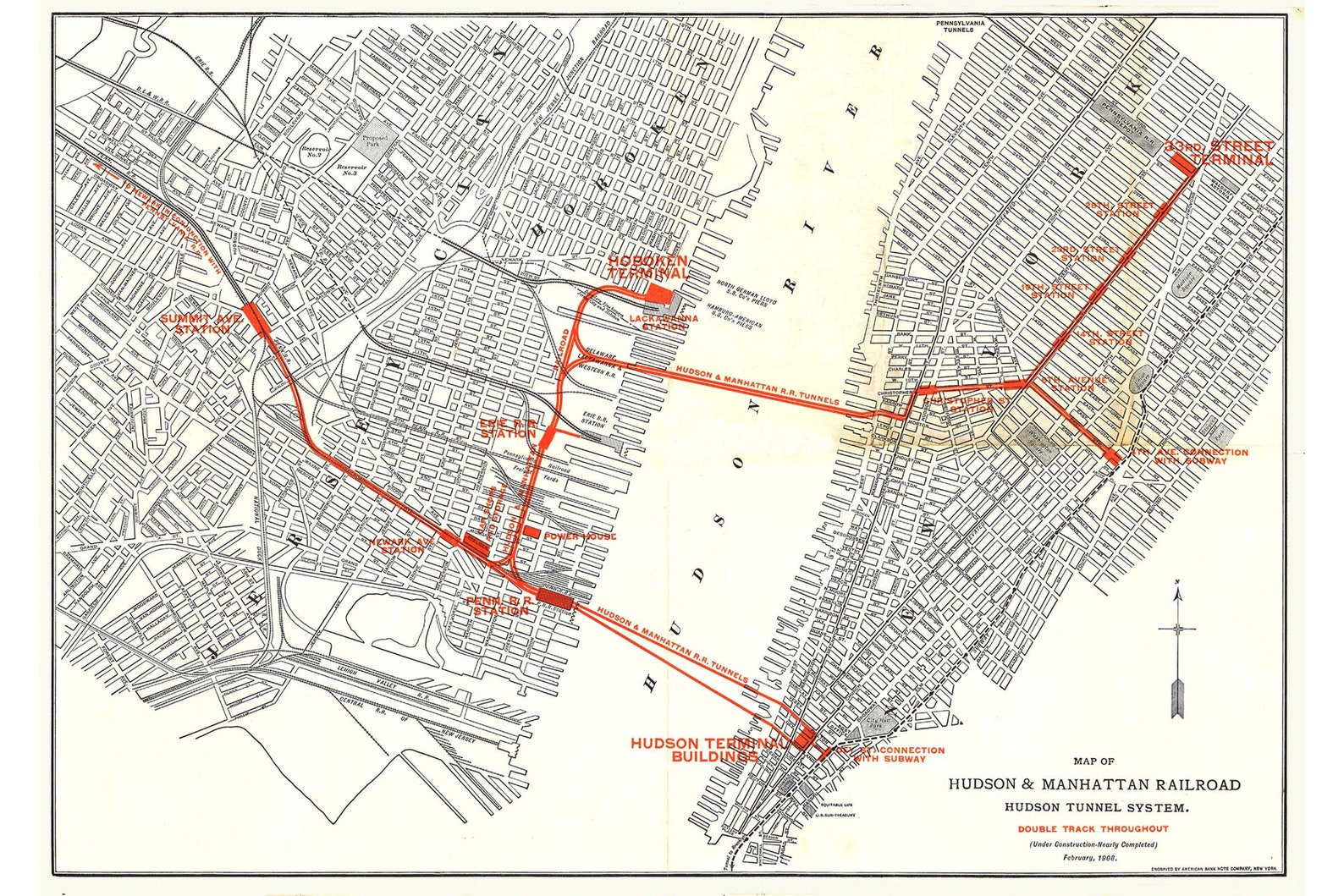 New York Hudson Tunnels Under Construction Mass Transit Map | Etsy