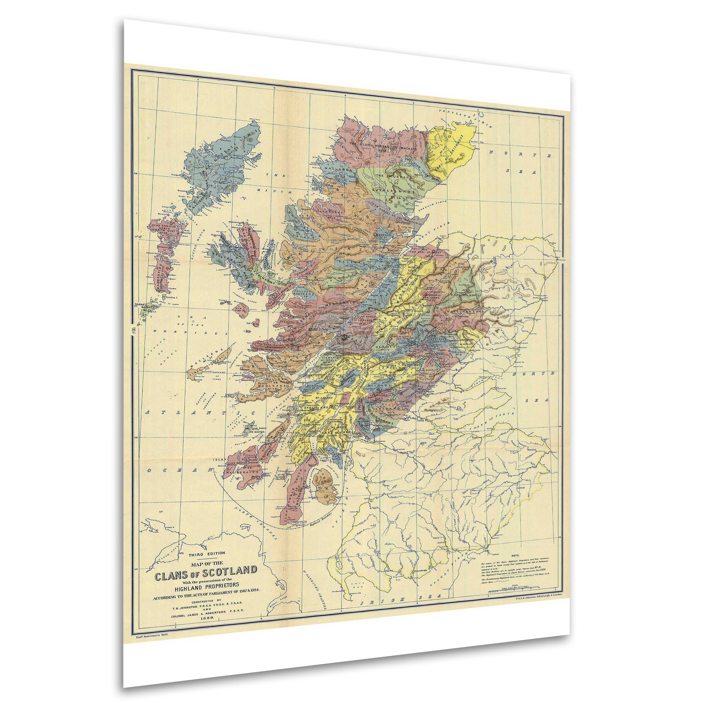 Clans of Scotland Historical Map | Clan Locations & Landowners 1587 ...