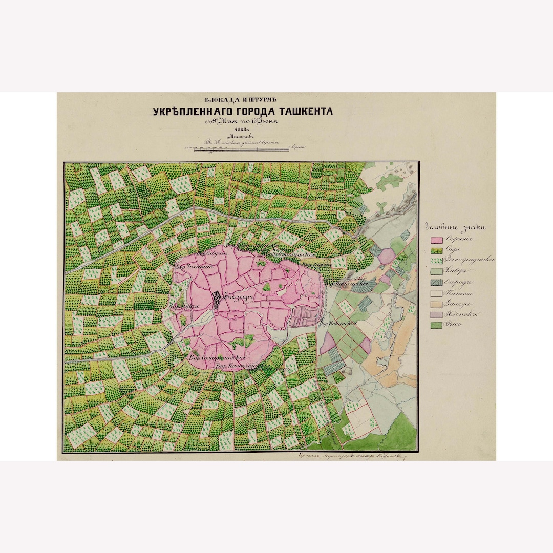 Beautiful Cyrillic Map; Antique Map; Custom Printed to Order - Teak ...