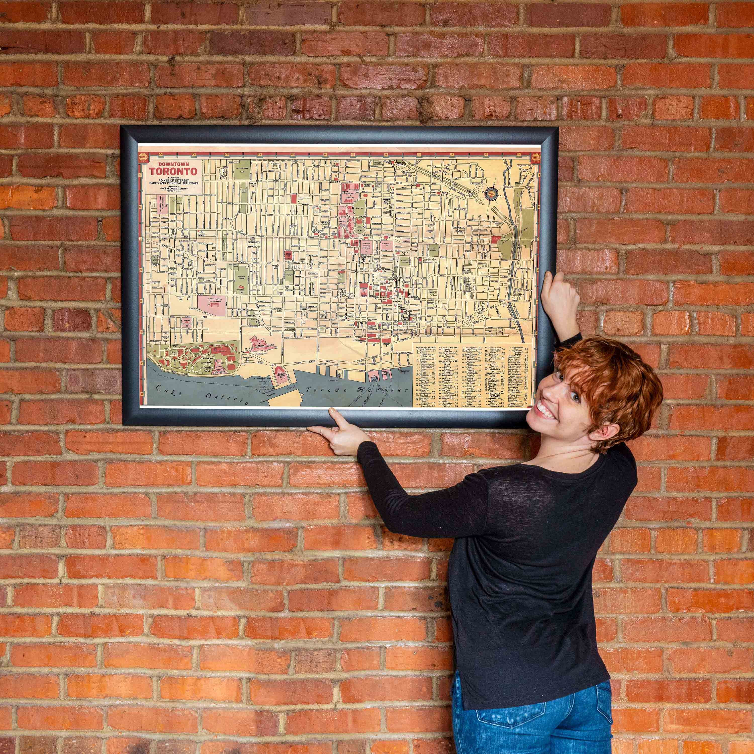 Street Map of Downtown Toronto by Shell Oil, 1930's - Teak Wood ...