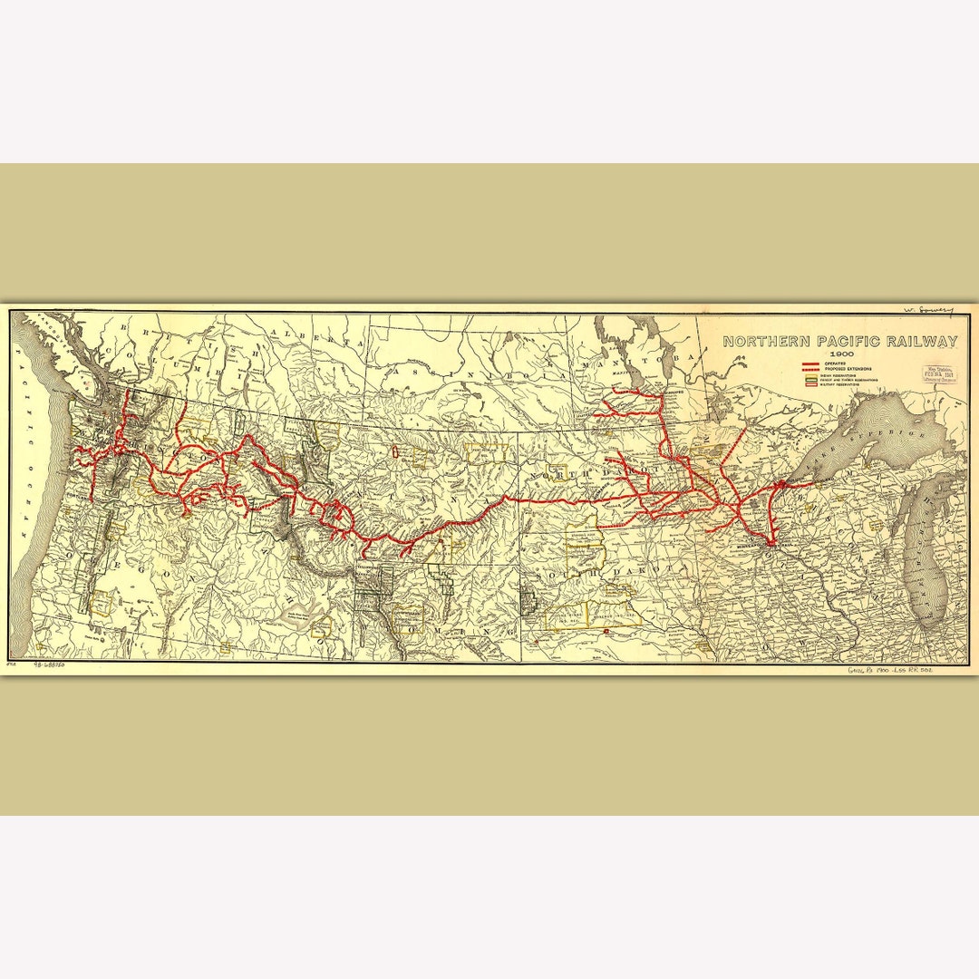 Map of Northern Pacific Railroad; Antique Map; Railroad Map; Ca.1900 ...