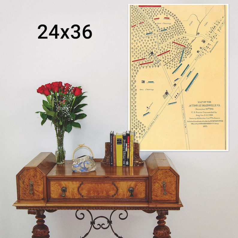 Civil War Map of Dranesville Virginia 1861 Antique Civil - Etsy