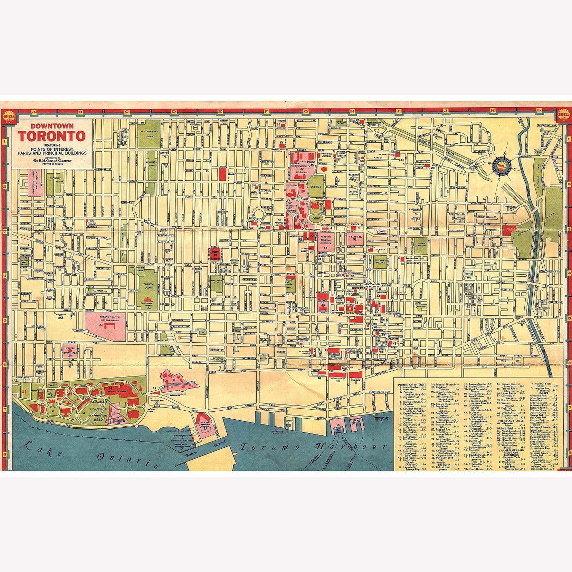 Street Map of Downtown Toronto by Shell Oil 1930's Teak | Etsy