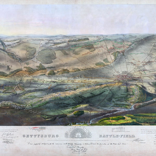 Antique Gettysburg Battle Map - Etsy