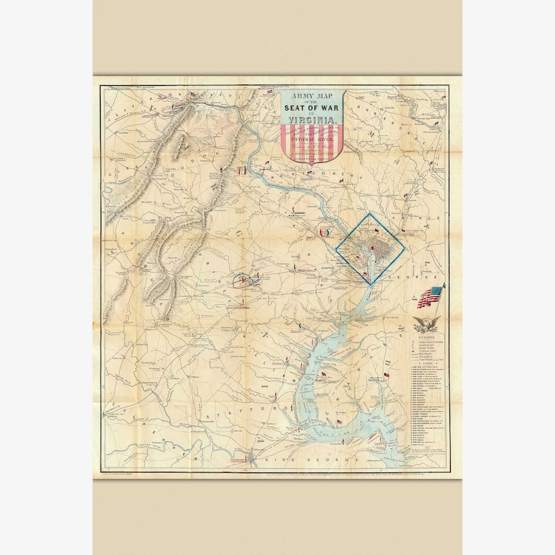 Northern Virginia Battle Map Civil War 1862 Teak Wood - Etsy