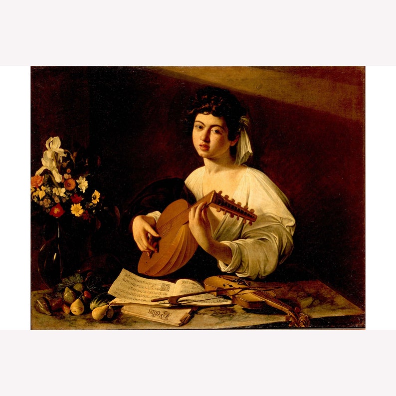 Caravaggio the Lute Player Fine Art Giclee Print Teak Wood | Etsy