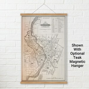 Map of the City of Rochester; Antique Map; Cornell's Maps - Teak Wood ...