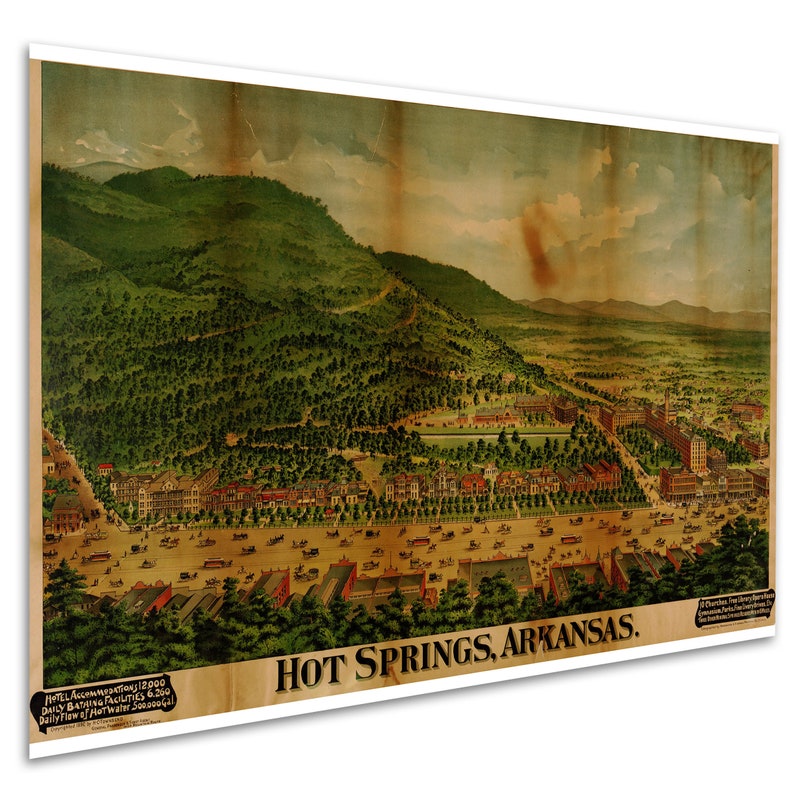 Map of Hot Springs Arkansas 1890 Antique Map Birdseye or - Etsy
