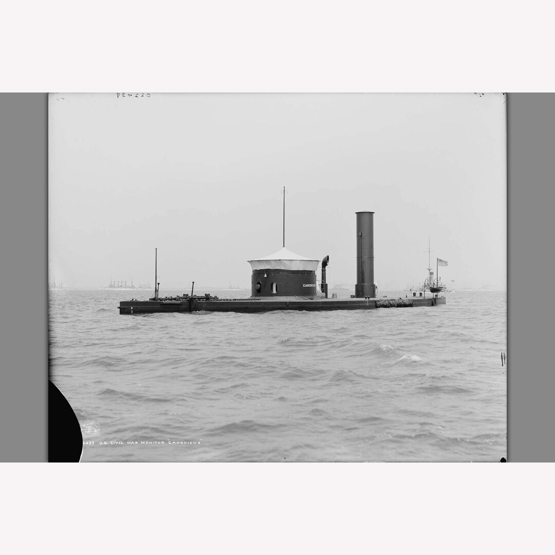 U. S. Civil War Monitor Canonicus, 1907 - Teak Wood Magnetic Hanger ...