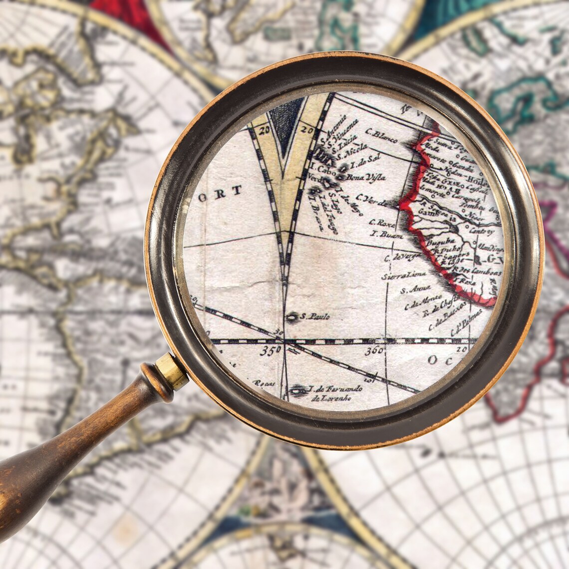1684 Double Hemisphere World Map by Joachim Bormeester With Classical ...