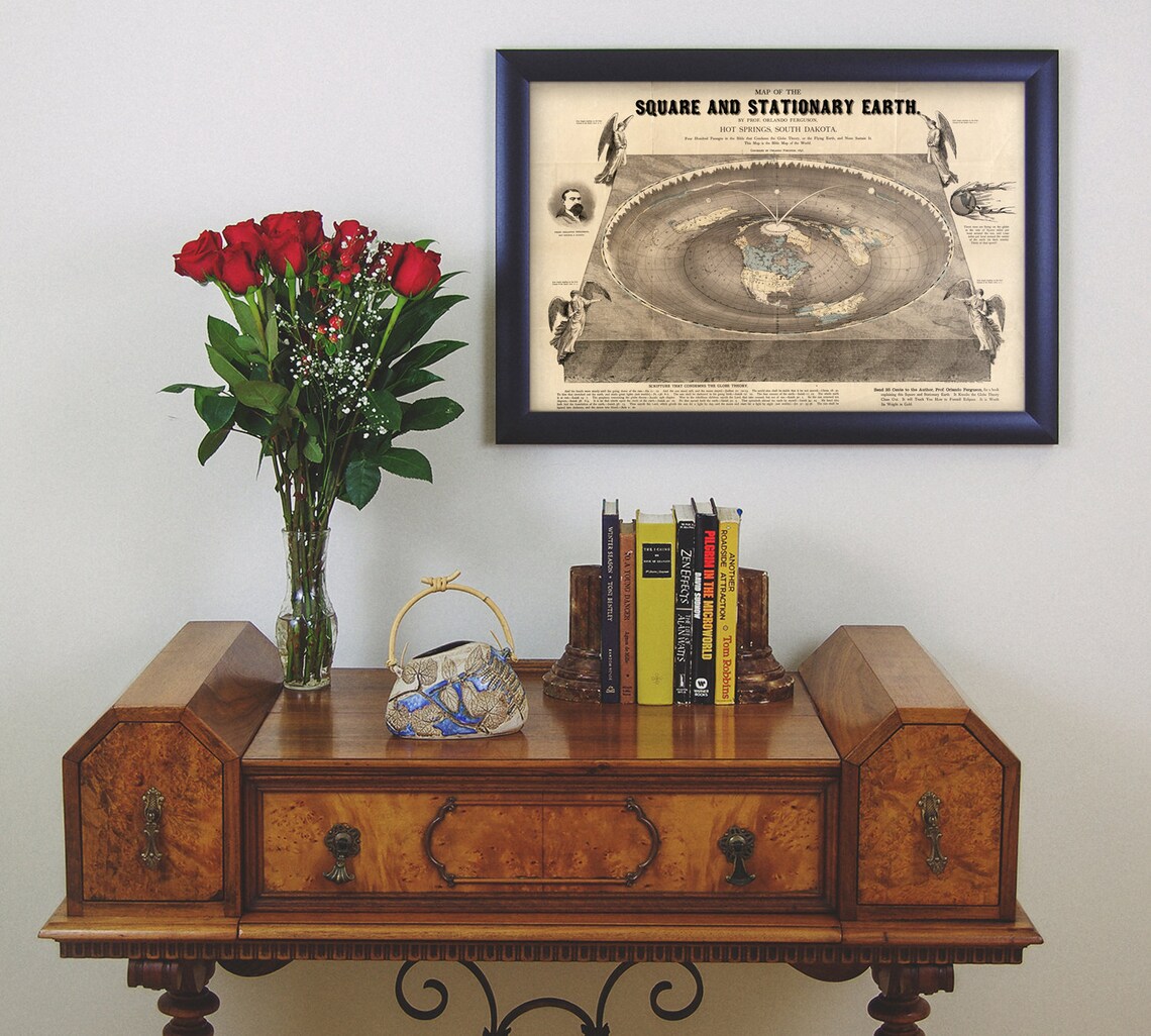 Map of Square & Stationary Earth Prof. Orlando Ferguson 1893 | Etsy