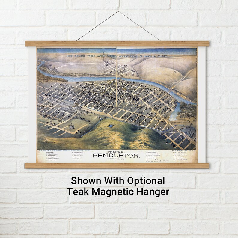 Map of Pendleton Oregon 1890 Antique Birdseye Map Custom - Etsy