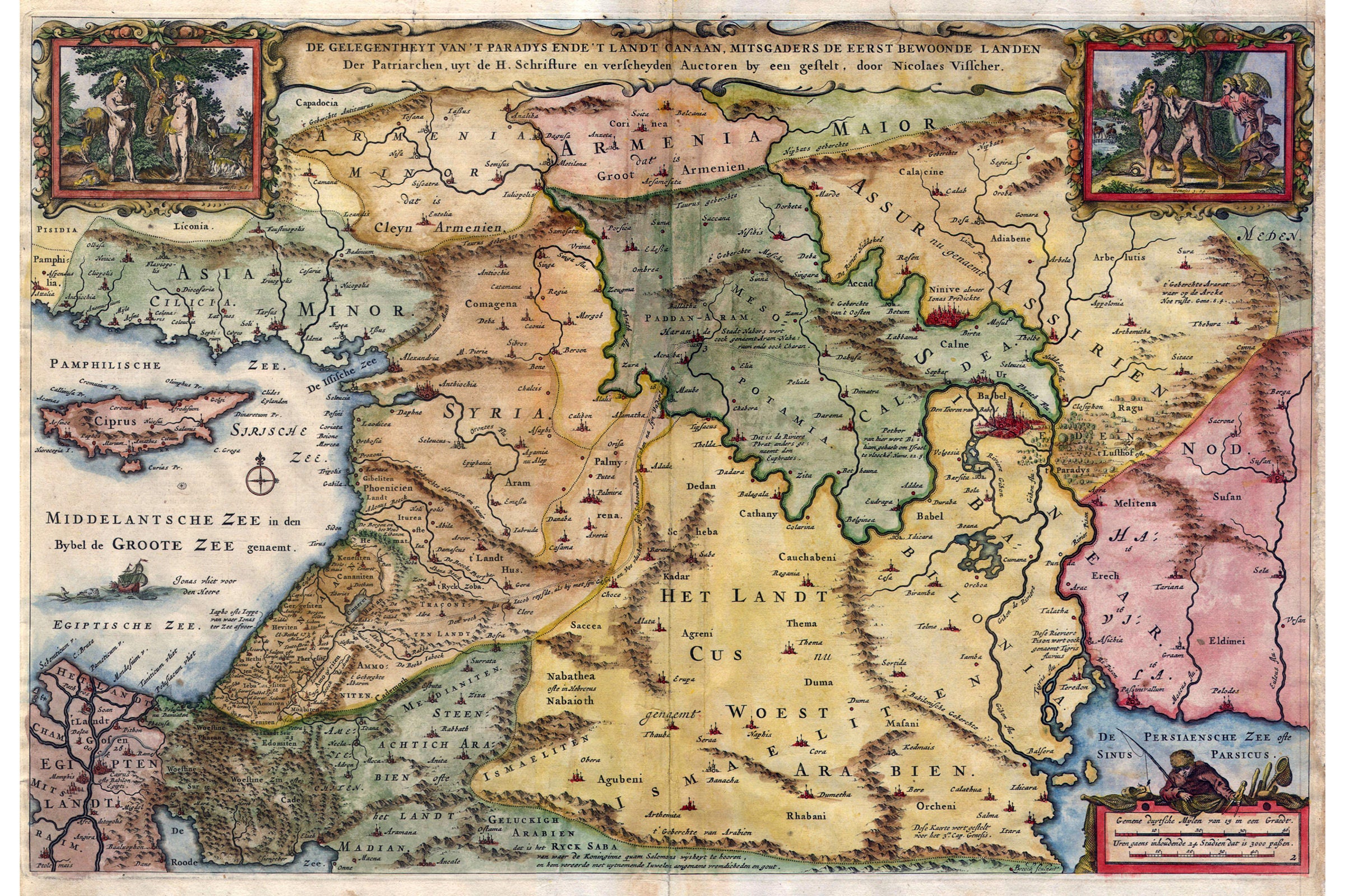 Mapa de Tierra Santa con Ilustraciones Bíblicas Mapa antiguo | Etsy