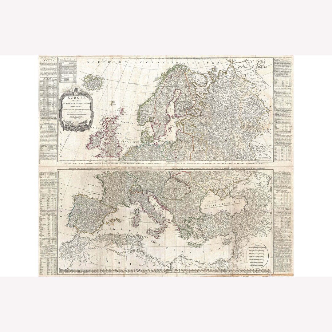 Europe; Lovely First Quality Historic Map Reprint; 1794 Danville Map ...