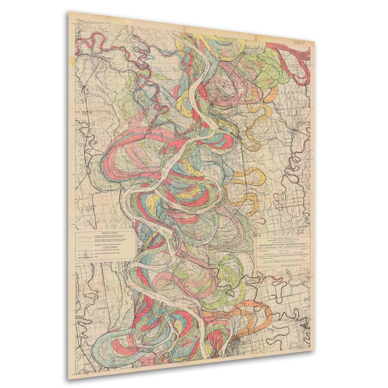 Mississippi River Meander Belt Geological Map by Harold Fisk | Etsy