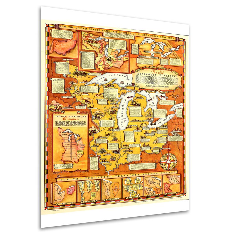 Historical Map of Old Northwest Territory Pub 1937 Teak - Etsy