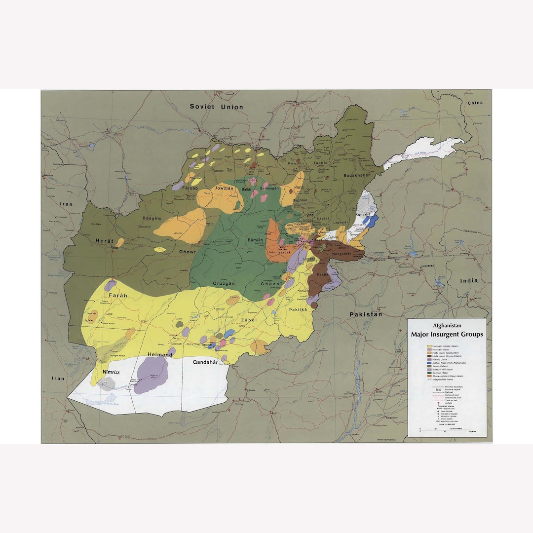 CIA Map, Afghanistan Insurgency 1985, Central Intelligence Agency Map ...