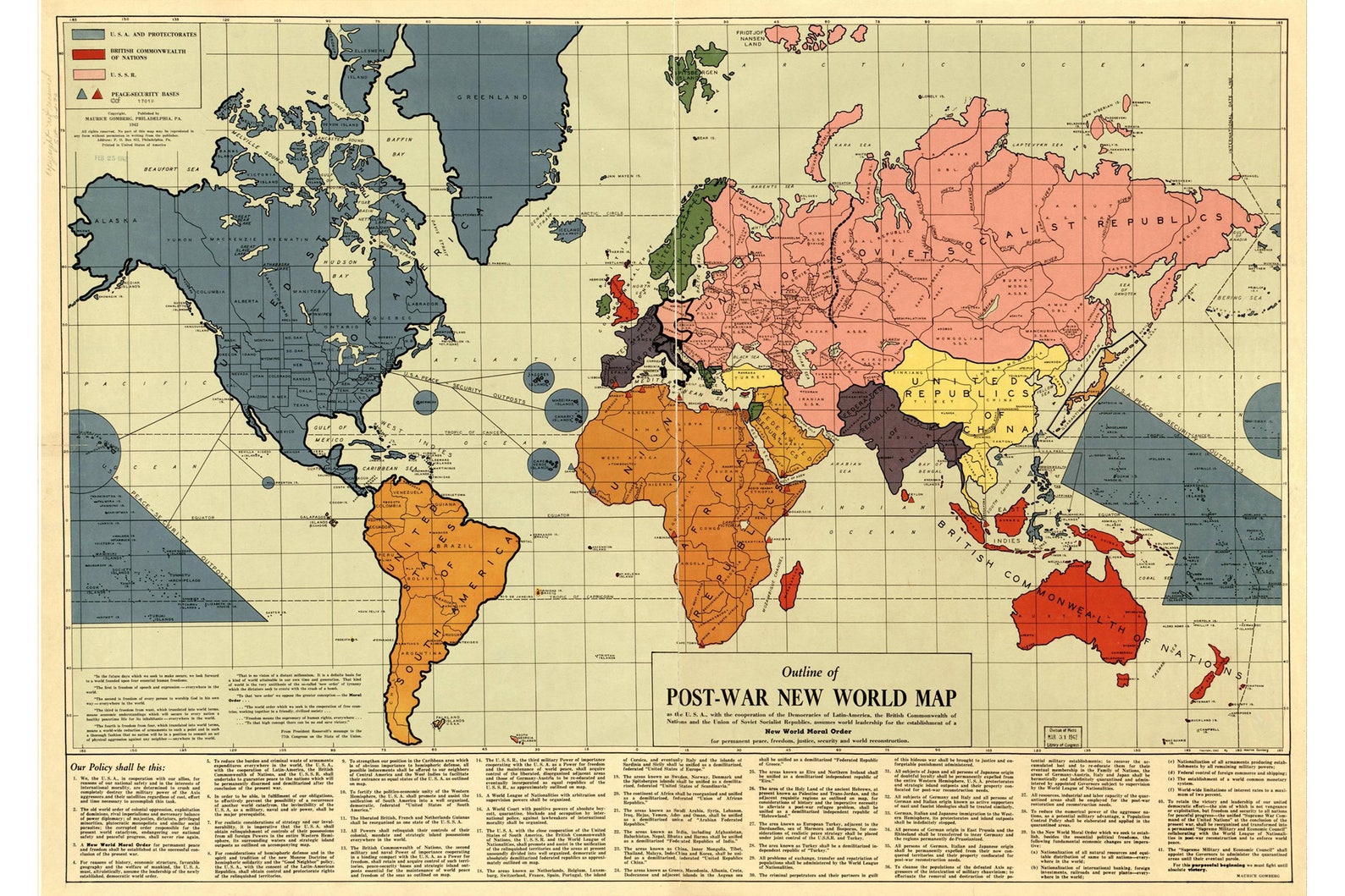 Esquema del nuevo mapa mundial de la posguerra por Maurice | Etsy