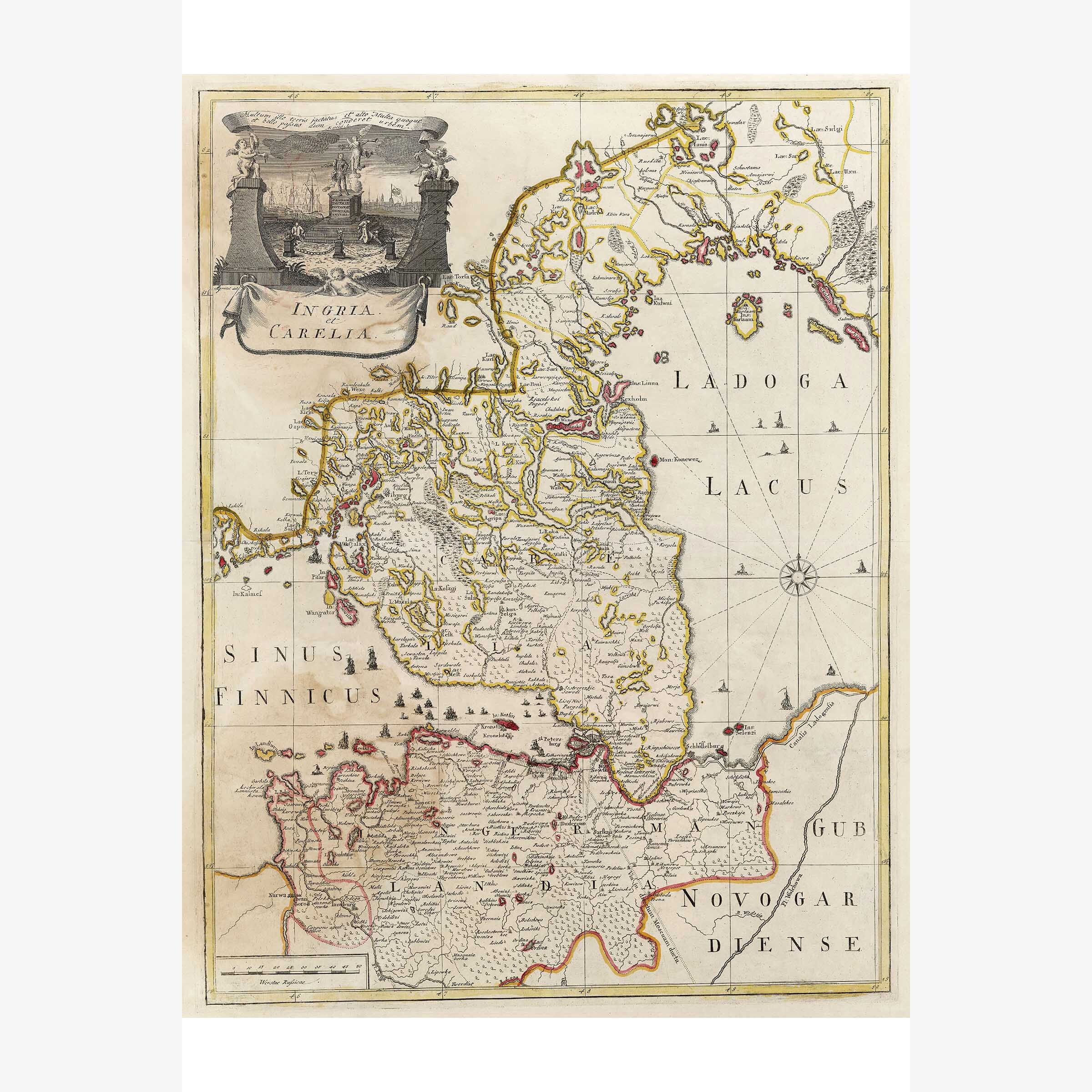 Map of Ingria and Karelia or Carelia Historic Map 1745 Teak | Etsy