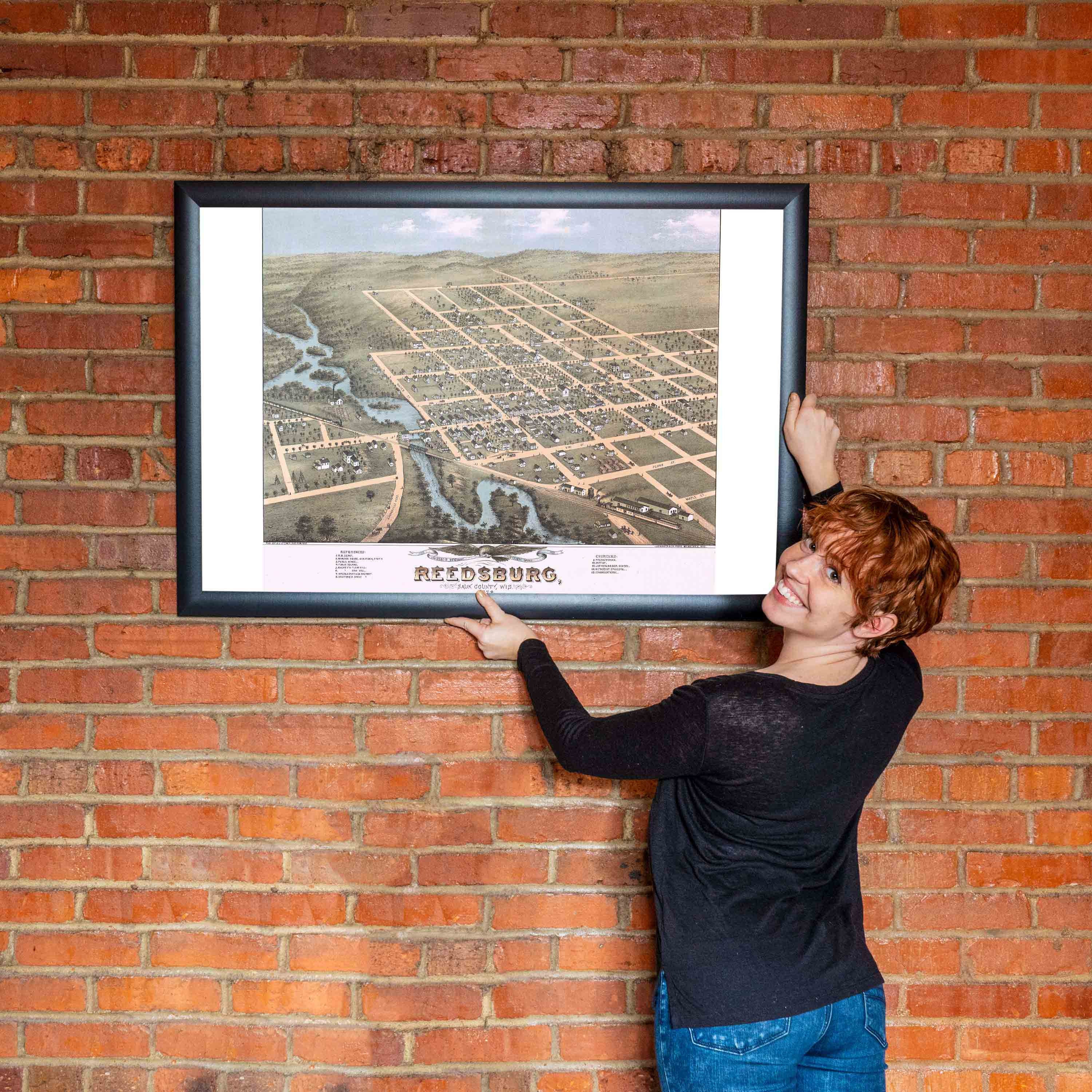 Map of Reedsburg Wisconsin 1874 Antique Birdseye Map Custom | Etsy
