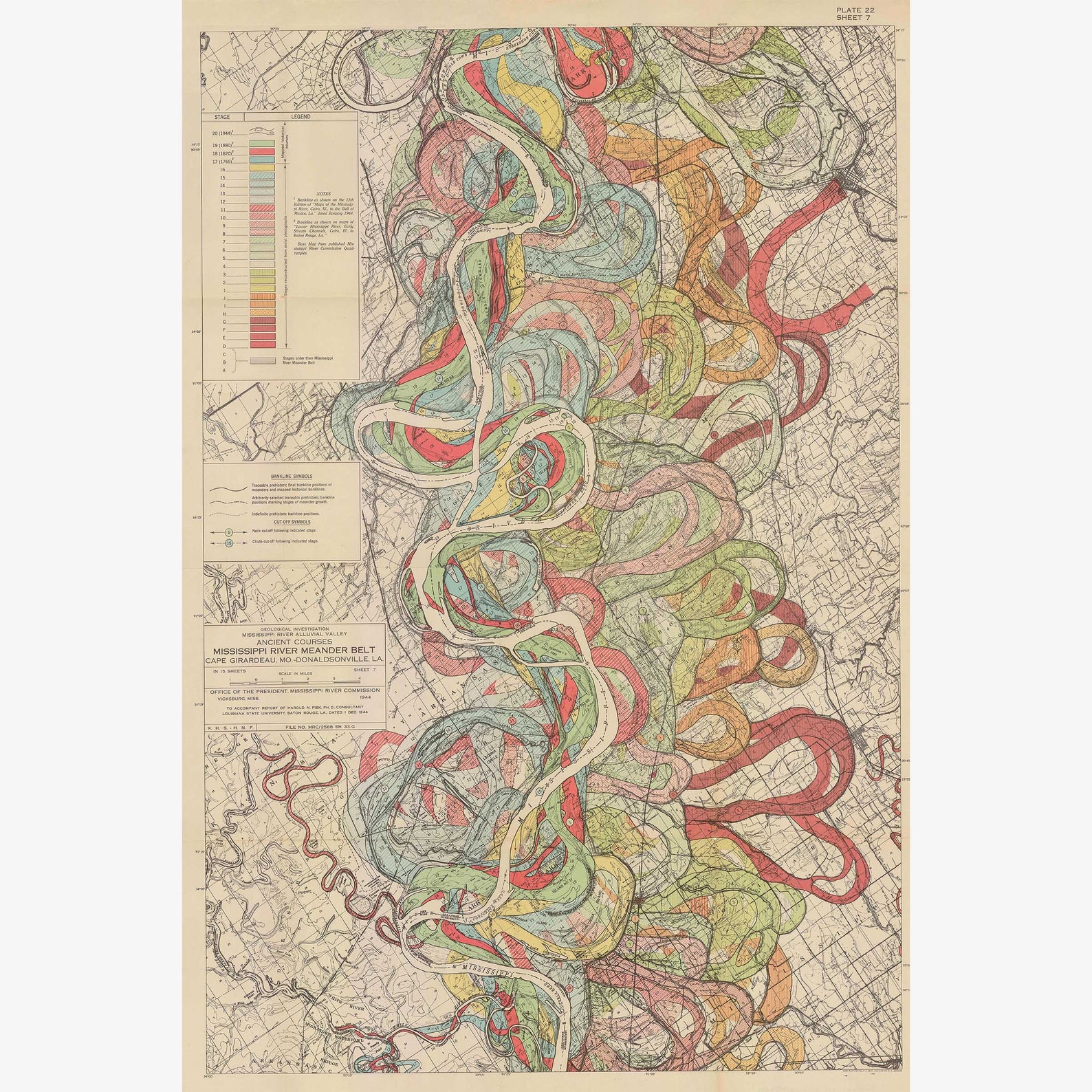 Mississippi River Meander Belt Geological Map by Harold Fisk - Etsy