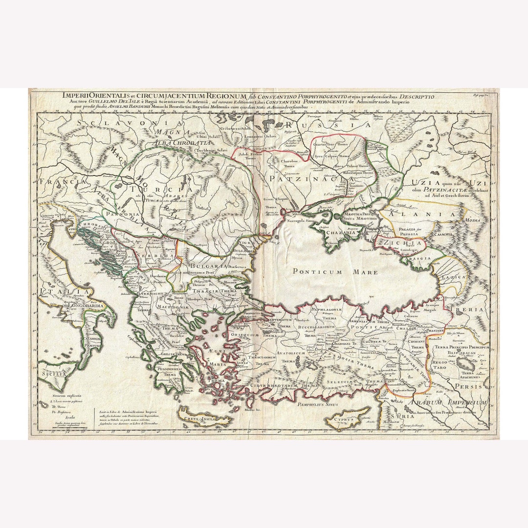 Map of Eastern Roman Empire Under Constantine Antique Map 1715 - Etsy