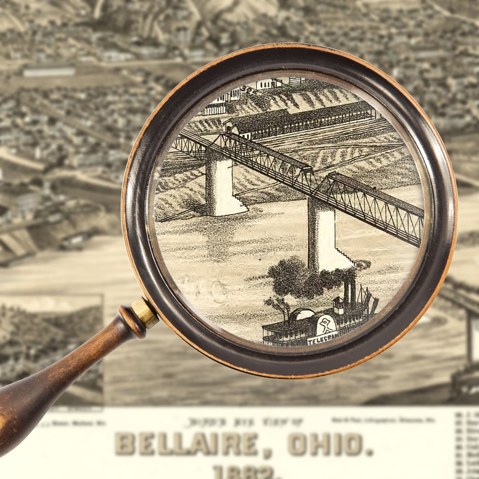 Map of Bellaire Ohio 1882 Antique Birdseye Map Custom | Etsy