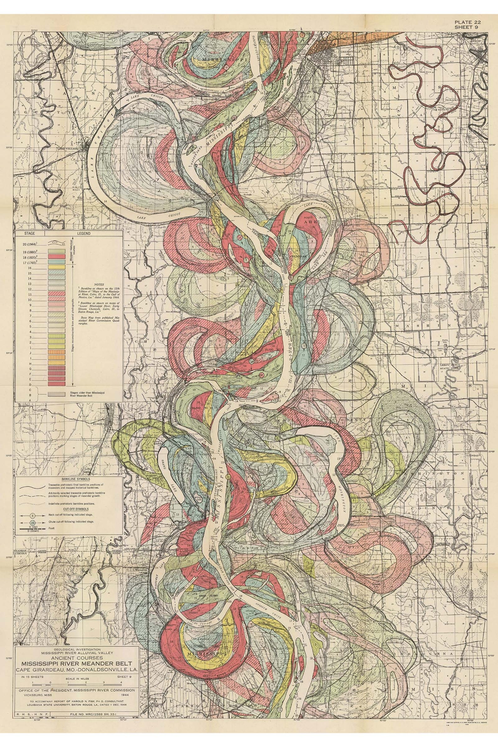 Mississippi River Meander Belt Geological Map by Harold Fisk | Etsy