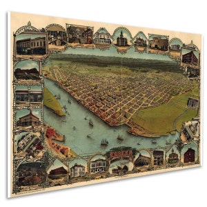 Map of Eureka, California by Noe; 1902; Antique Birdseye Map - Teak ...