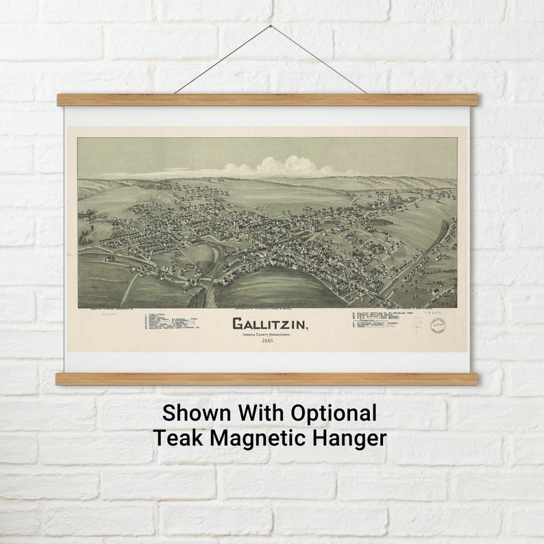 Map of Gallitzin PA Antique Map Pictorial or Birdseye Map - Etsy