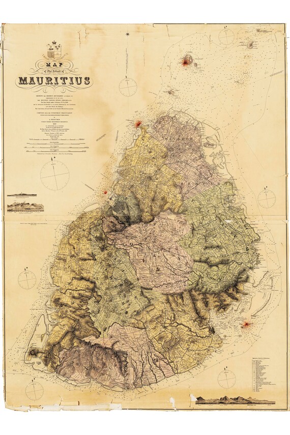Mauritius Antique Map 1880 by Descubes Historic Cartography | Etsy