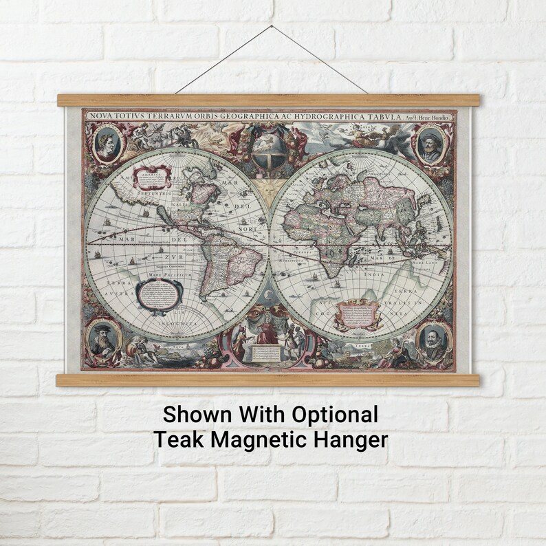 A New and Accurate Map of the World by Hondius - Masterful Historic Map ...