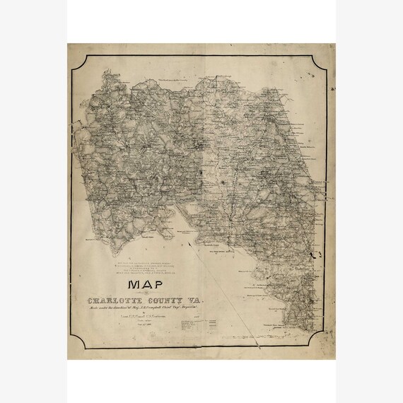 Map of Charlotte County Virginia 1864 Antique Map Custom | Etsy
