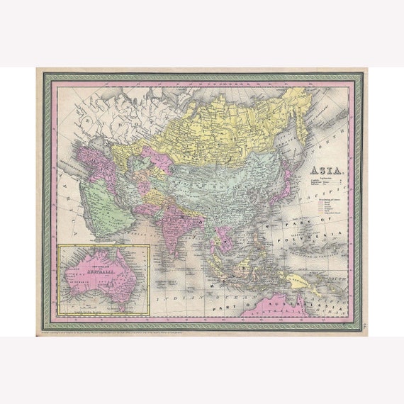 Asia 1853 Mitchell Map Lovely First Quality Antique | Etsy