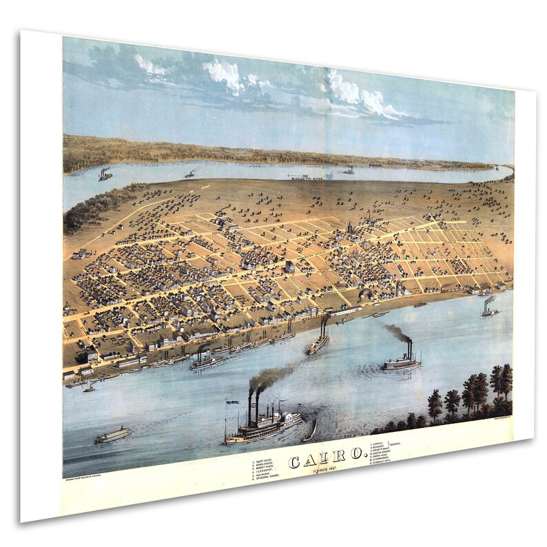 Map of Cairo Illinois by Ruger 1867 Antique Birdseye Map - Etsy