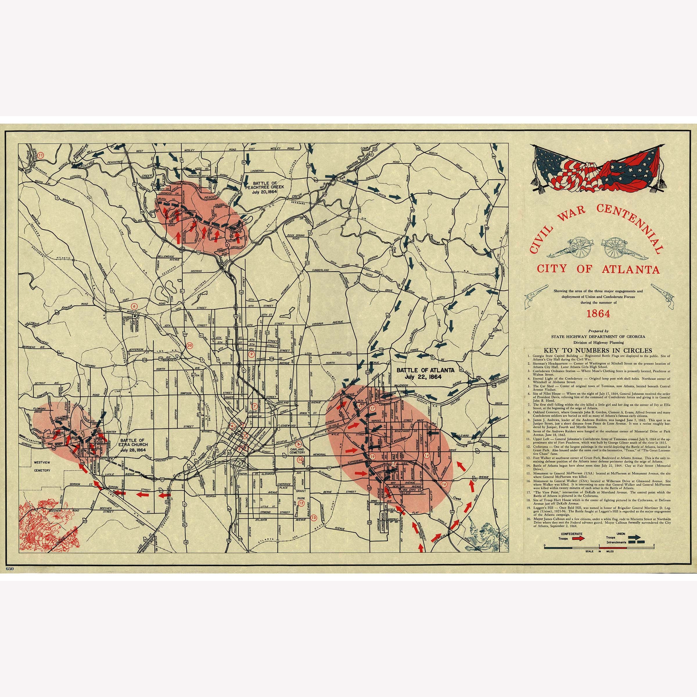 Civil War Map Battle Of Atlanta