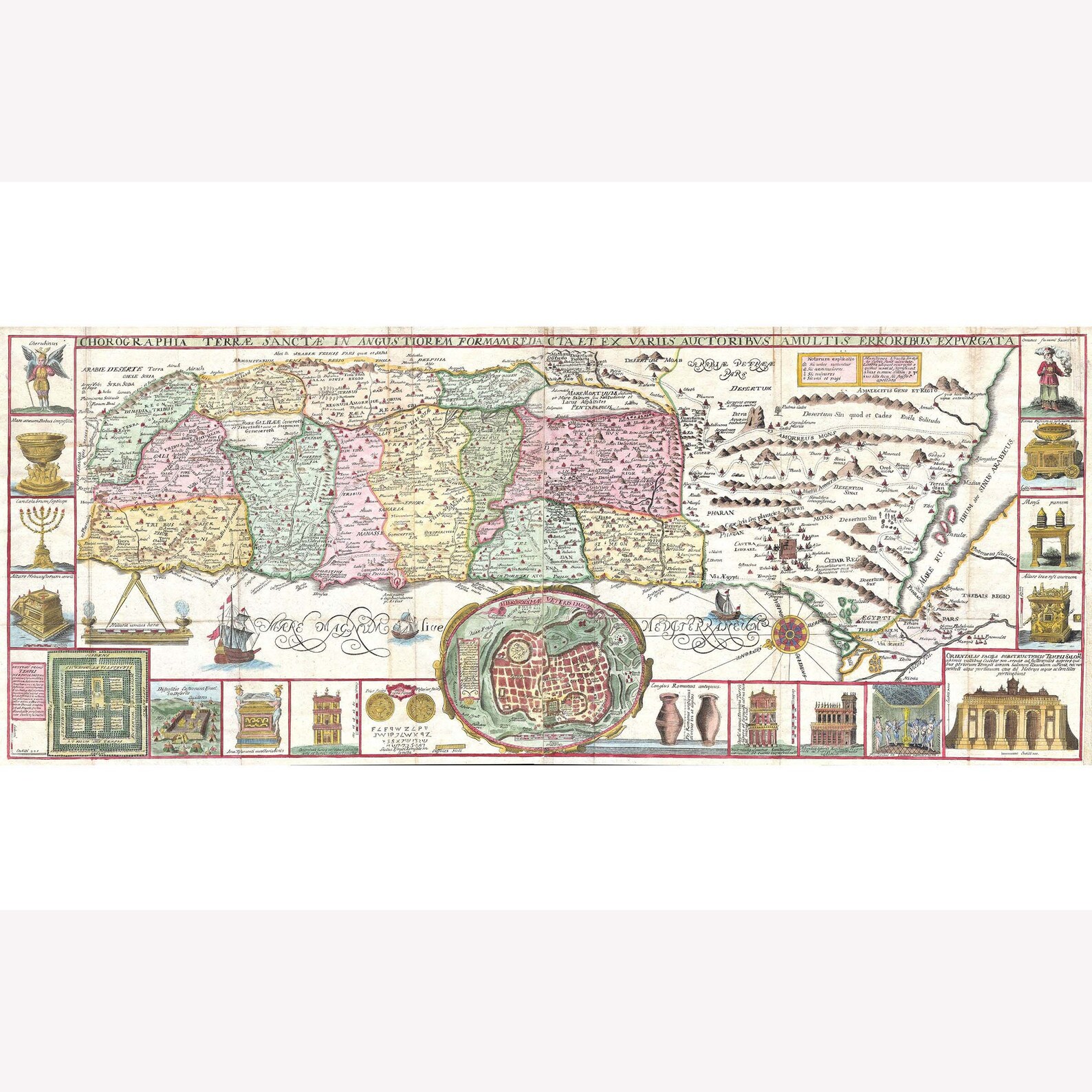 Holy Land Antique Map Terra Sancta by Tirinus 1632 Teak - Etsy