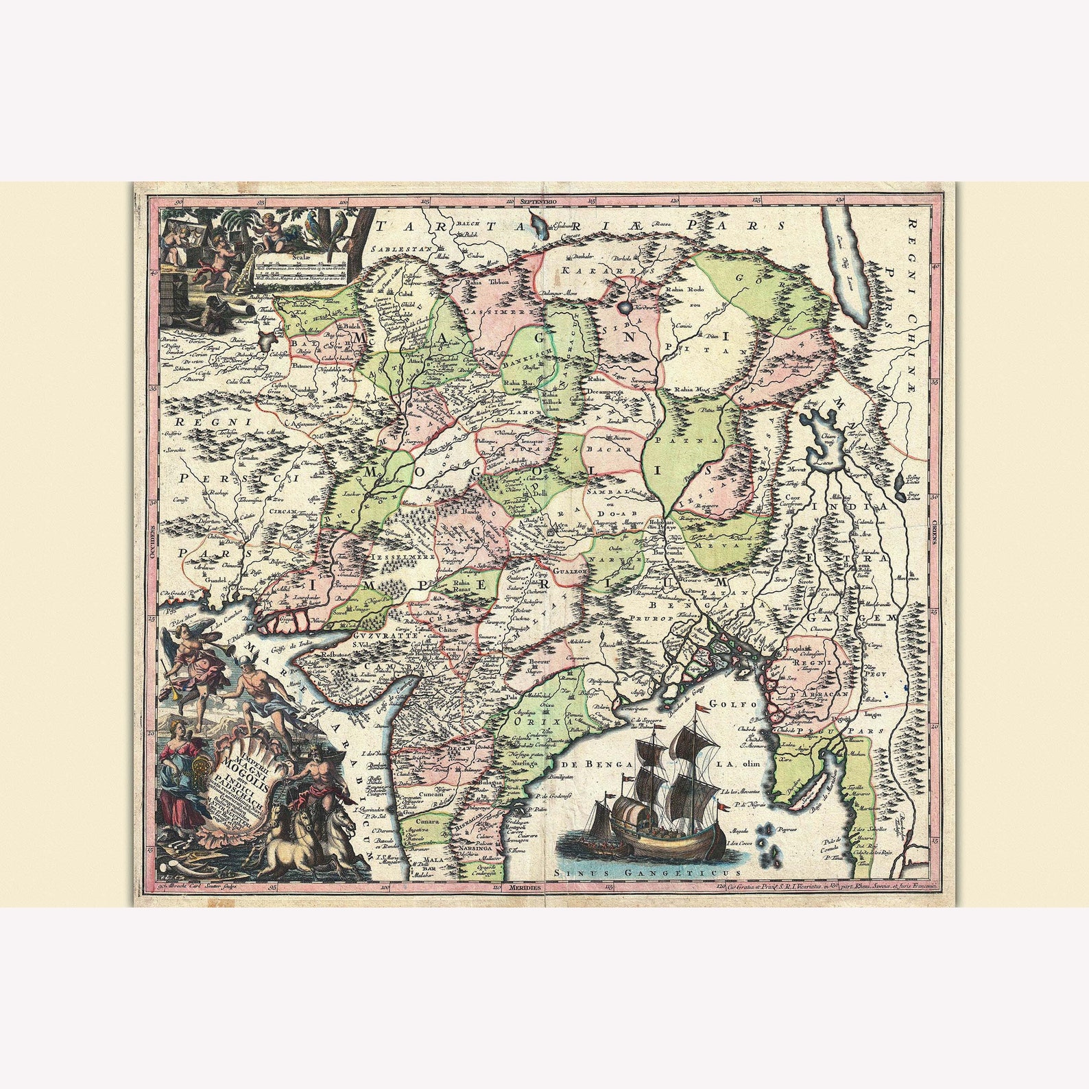 India Pakistan Tibet & Afghanistan Antique Map 1740 Teak - Etsy