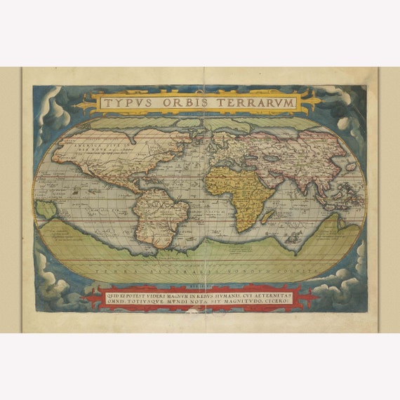 First World Map in Standard Atlas Historic Cartography | Etsy