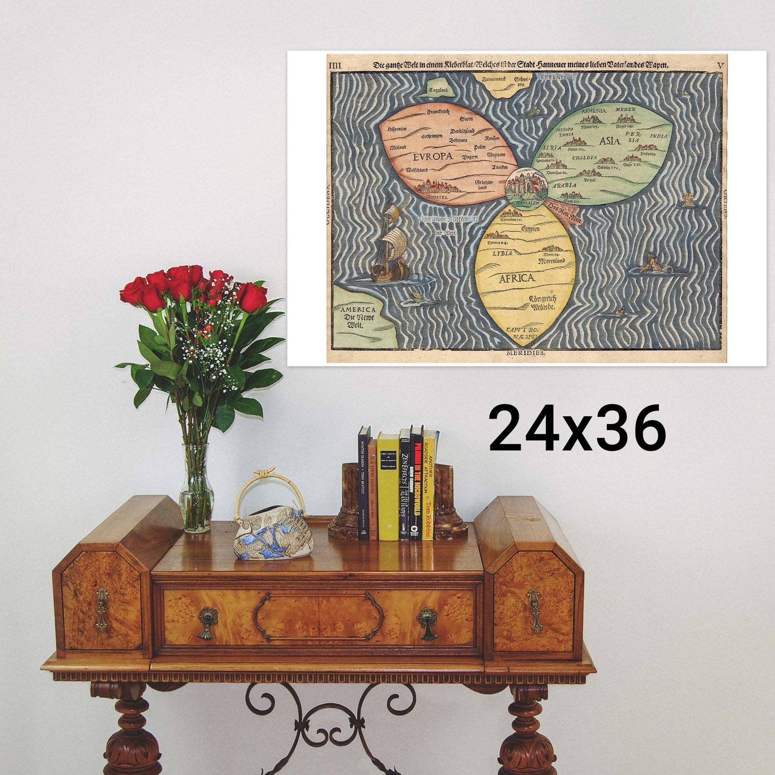 Bunting Clover Leaf Map Historic World Map From Sacrae | Etsy