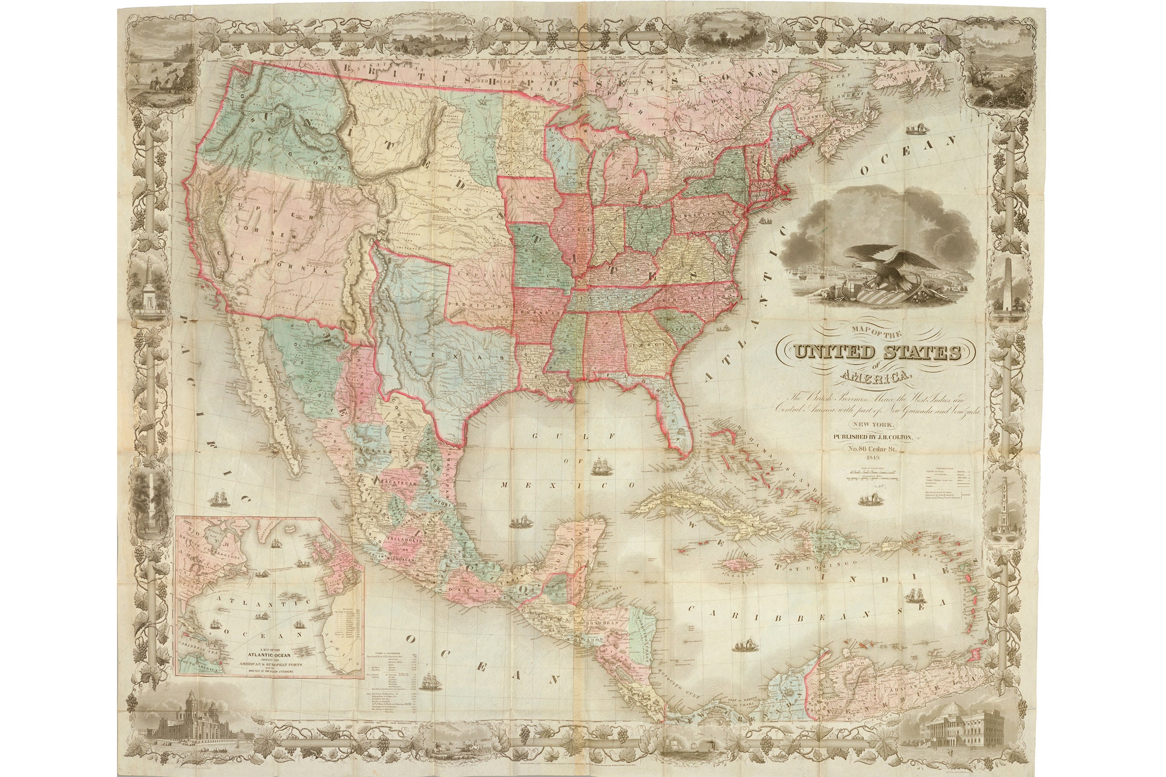 United States Colton's Map 1849 Handsome Antique Map | Etsy