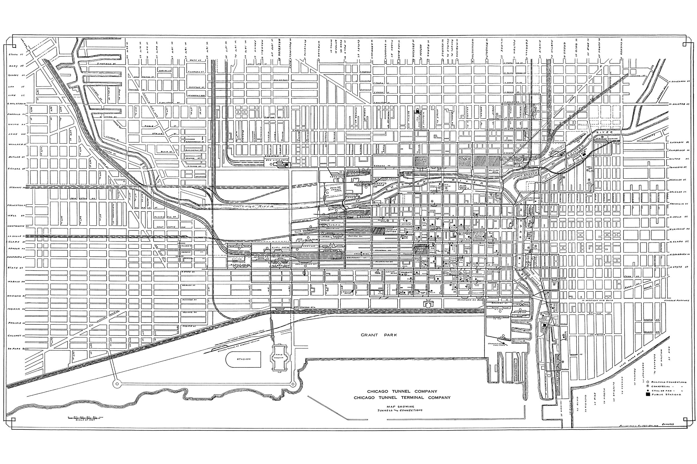 Map of the Chicago Tunnel Company and Chicago Tunnel Terminal | Etsy